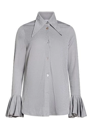 Sleeper Metallic Fiber Lycra Piqué Shirt - Silver