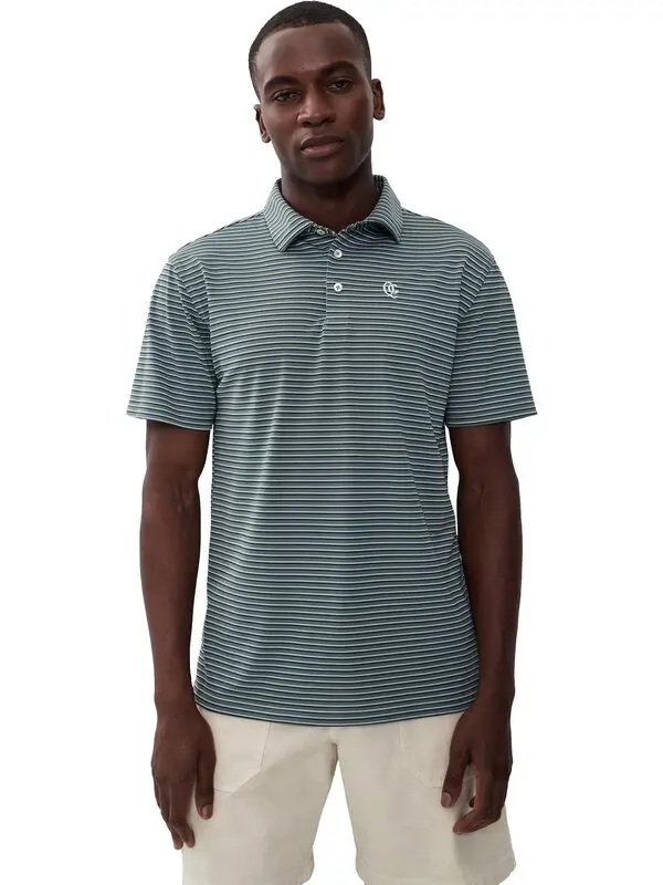QUIET GOLF Sunny Stripe Polo - Fern