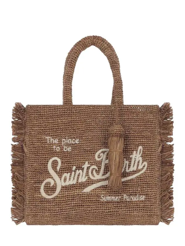 MC2 SAINT BARTH Raffia Volant Bag With Tassel Detail - Brown