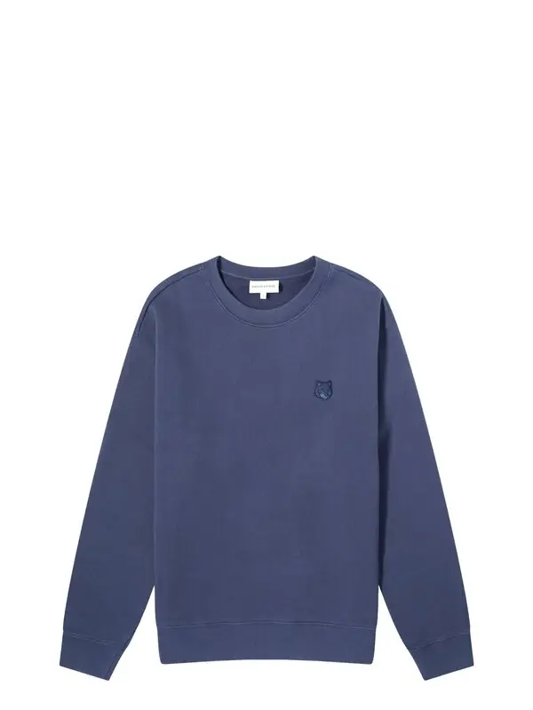 Maison Kitsuné Bold Fox Head Patch Crewneck Sweatshirt - Blue
