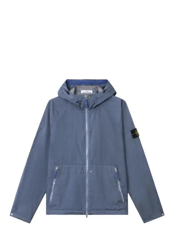 Stone Island Hooded Jacket With Light Water And Wind Resistance - Avio Blue