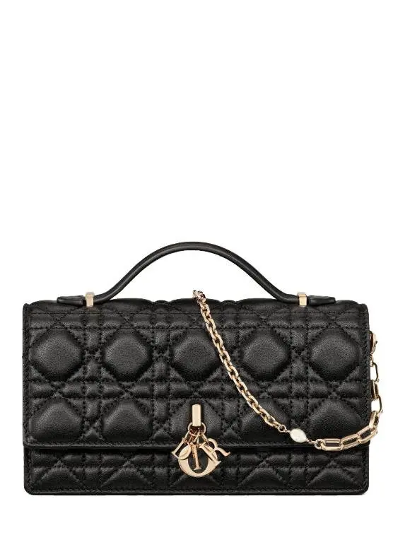 Dior Lady Top Handle Clutch Bag - Black