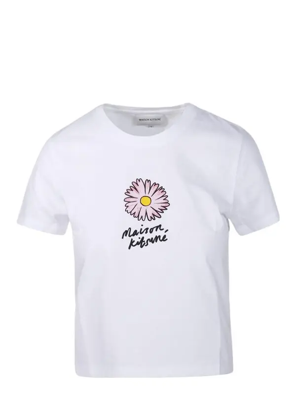 Maison Kitsuné Floating Flower" Printed Crewneck T-shirt - White