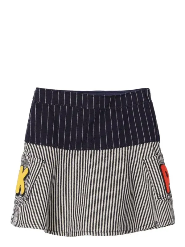 Kenzo Panelled Striped Denim Skirt - Black