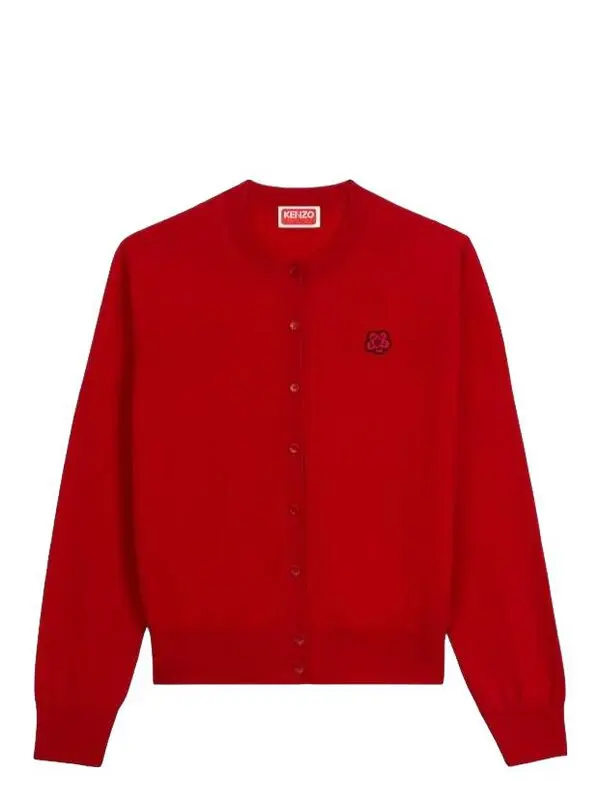 Kenzo Boke Flower' Embroidered Cardigan In Merino Wool - Red