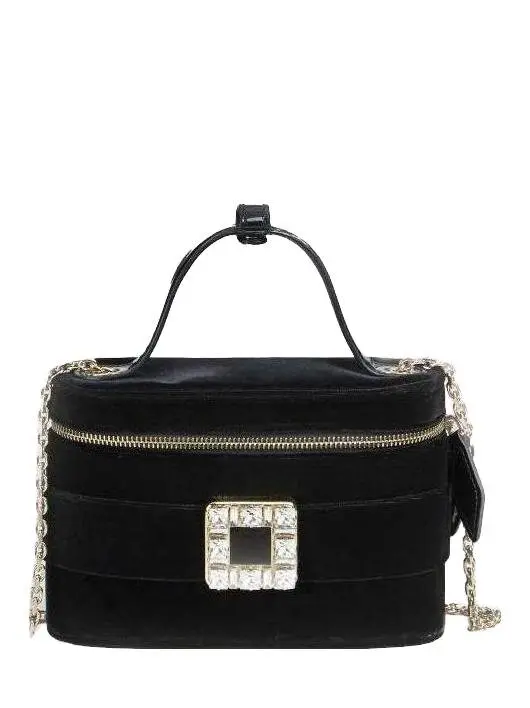 ROGER VIVIER Vanity Strass Buckle Micro Tote Bag - Black