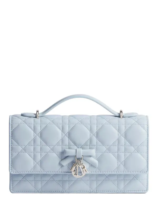 Dior Quilted Mini Bag With Bow Detail - Blue