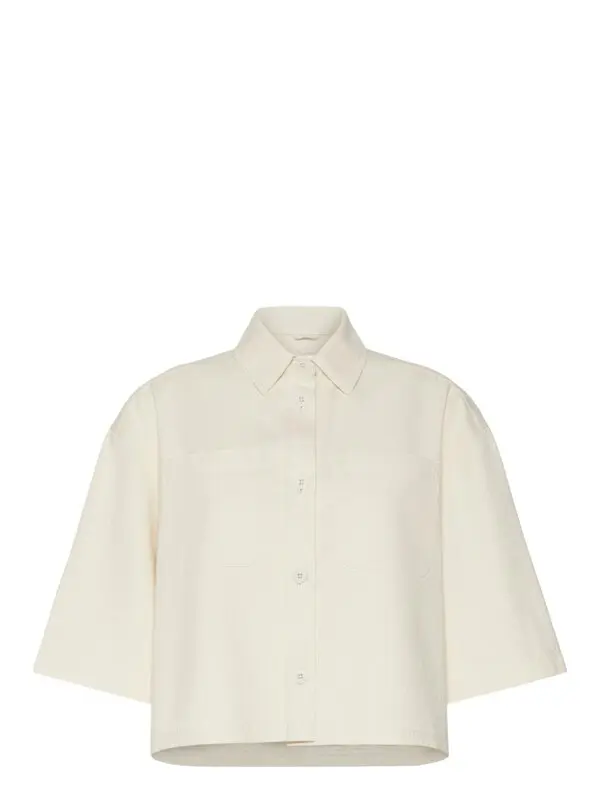 Max Mara Terra Cropped Shirt Jacket - Off White