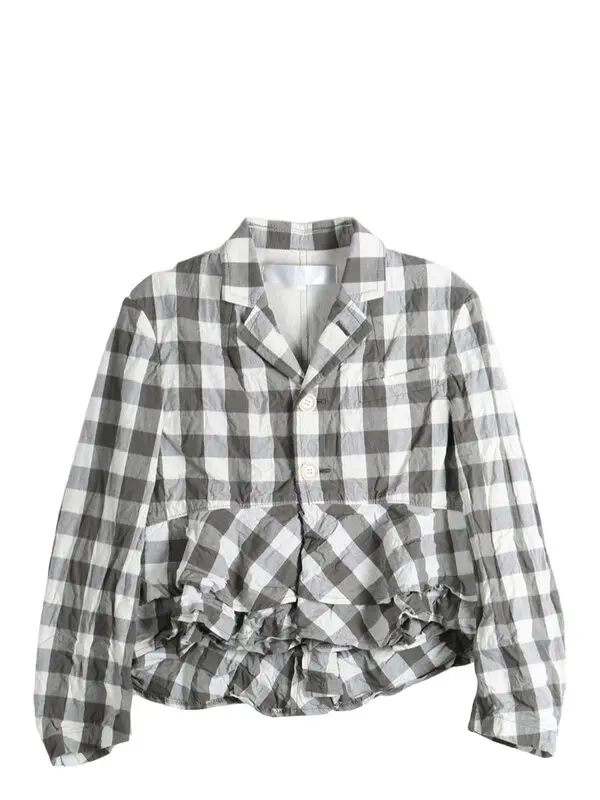 Comme Des Garçons Gingham-check Ruffled Jacket - Gray