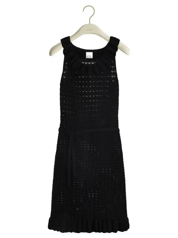 Dior Rivieira Short Belted Knit Dress - Black