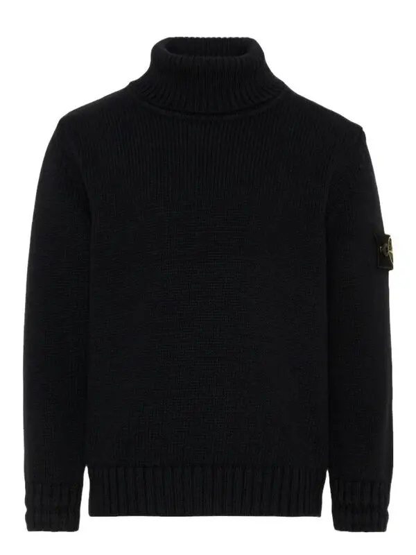 Stone Island Turtleneck Knit Top - Black