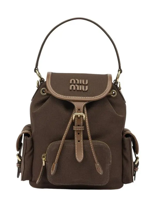 Miu Miu Logo Detailed Backpack - Black