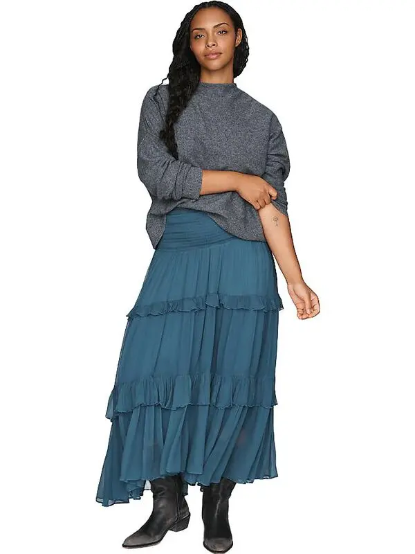 Anthropologie Tiered Balkans Maxi Skirt - Stargazer
