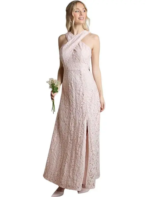 Coast Lace Cross Halterneck Maxi Dress - Blush