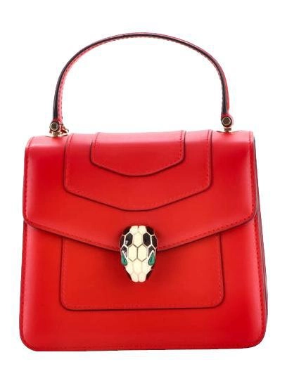 BVLGARI Serpenti Forever Top Handle Bag Leather Small - Red