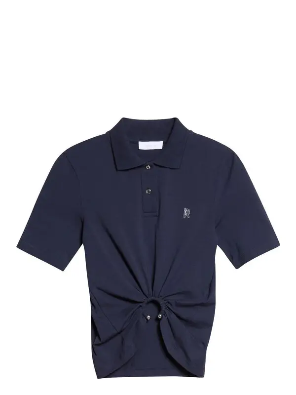 Rabanne Pierced Stretch Cotton Polo - Deep Navy