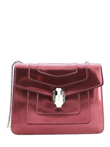 BVLGARI Serpenti Forever Square Shoulder Bag Metallic Leather Small - Red