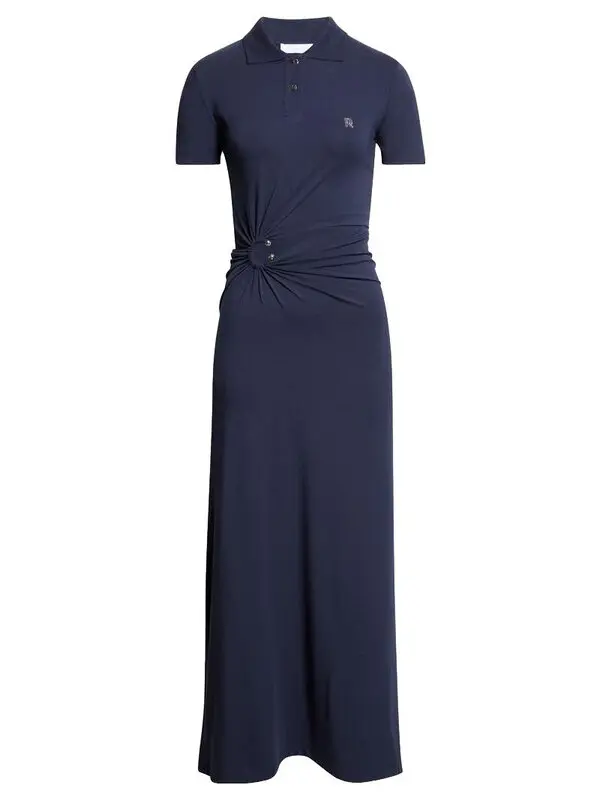 Rabanne Piercing Cotton Jersey Maxi Polo Dress - Deep Navy