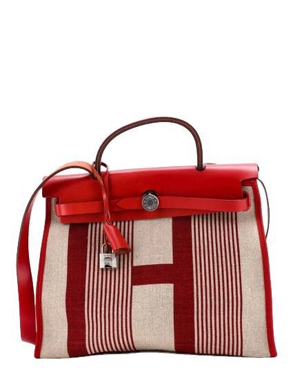 Hermès Herbag Zip H Vibration Toile And Leather 31 - Red