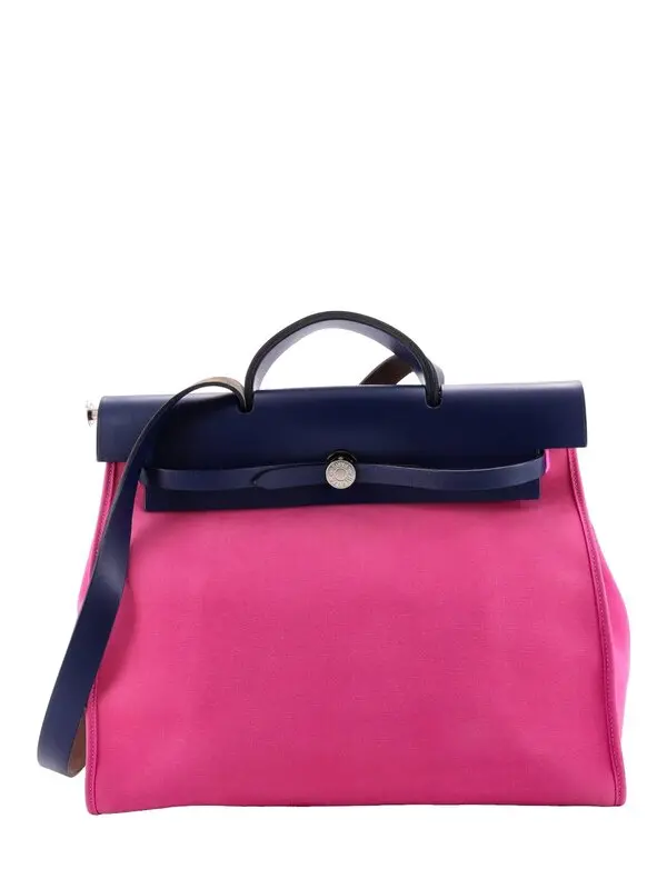 Hermès Herbag Zip Leather And Toile 39 - Pink