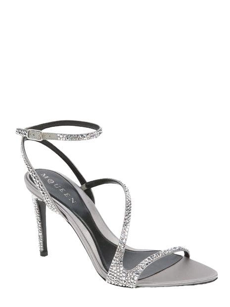 Alexander McQueen Crystal Embellished Ankle Strap Sandal - Bitumen
