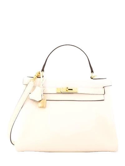 Hermès Kelly Handbag Light Togo With Gold Hardware 28 - White