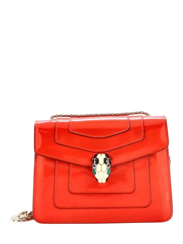 BVLGARI Serpenti Forever Square Shoulder Bag Metallic Leather Small - Orange