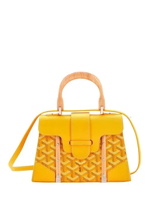 Goyard Structured Saigon Top Handle Bag Coated Canvas With Leather Mini - Yellow
