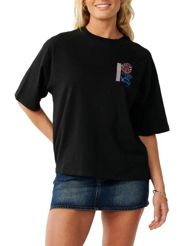 Rip Curl Surf The World Boxy Graphic T-shirt - Black