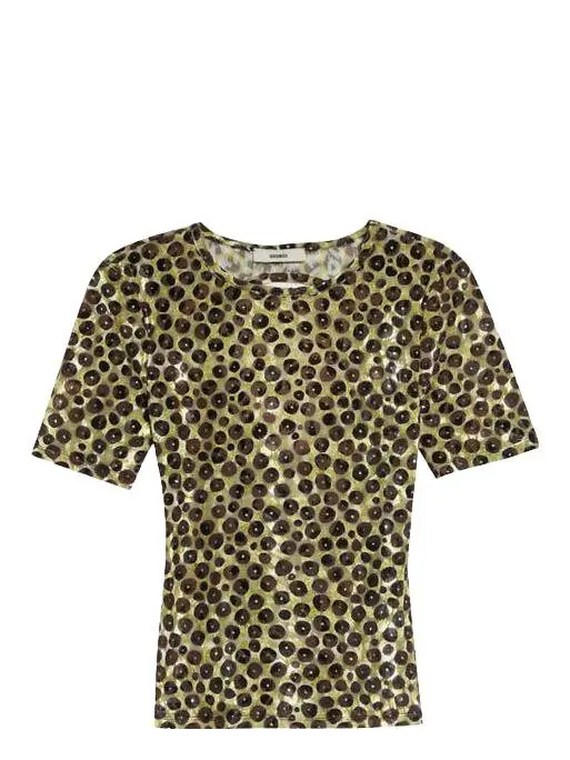 SIEDRES Idyl Print Velvet Devoré Cutout Back Top - Black Multi