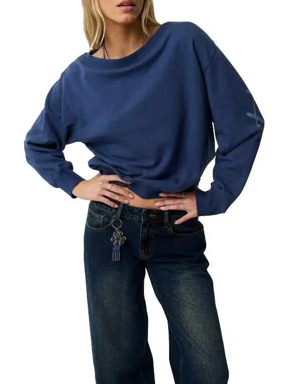 Rip Curl Archive Off-the-shoulder Sweatshirt - Indigo