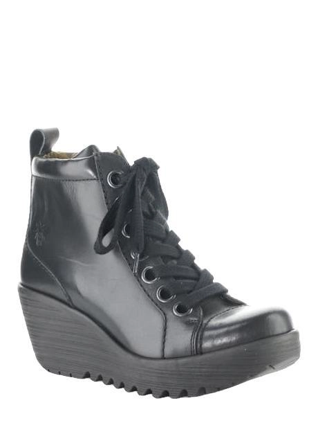Fly London Lufe Platform Wedge Bootie - Black