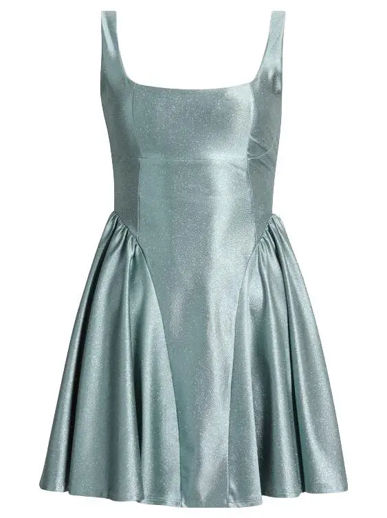 EMERALD SUNDAE Glitter Sleeveless Satin Fit & Flare Dress - Slate