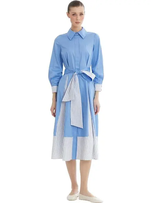 GIZIA Belted Shirt Dress - Blue