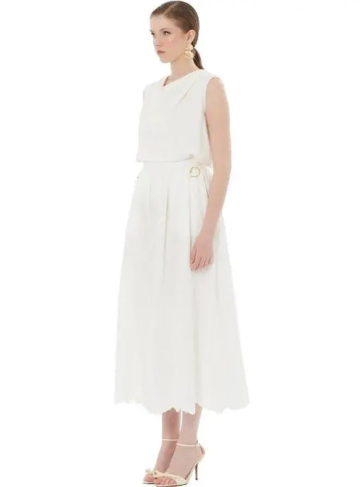GIZIA A-line Midi Skirt - Ivory