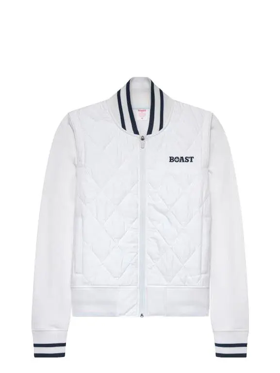 Boast Quilted Varsity Bomber - White