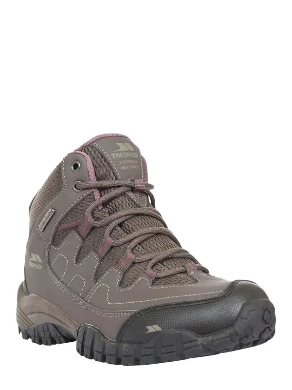 TRESPASS Mitzi Waterproof Mid Cut Walking Boots - Coffee