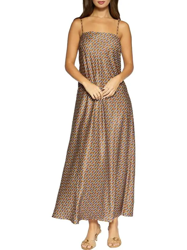 LOST + WANDER Geometric Print Maxi Dress - Brown-multi