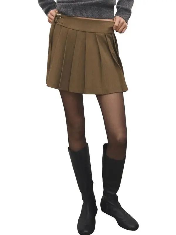 Mango Brittany Pleated Mini Skirt With Belt Detail - Brown