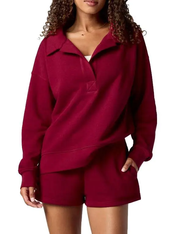 FLORENCE BY MILLS Polo Collar Sweatshirt - Crimson