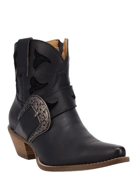 DINGO Saddle Up Western Boot With Etched Floral Buckle Hardware - Black