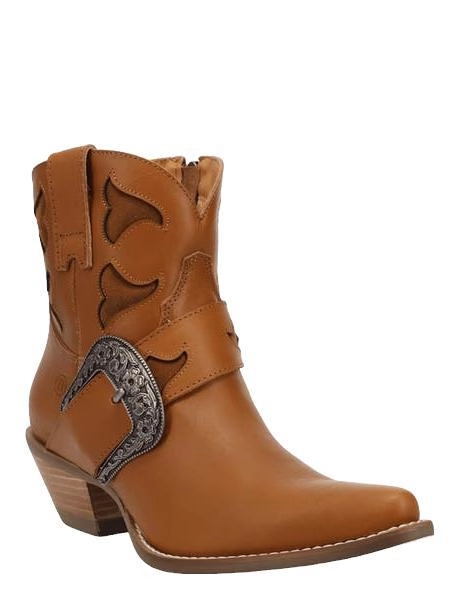 DINGO Saddle Up Western Boot With Etched Floral Buckle Hardware - Tan