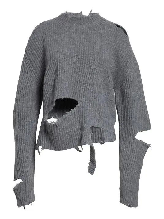 HAIKURE Ozie Destroyed Rib Merino Wool Sweater - Grey