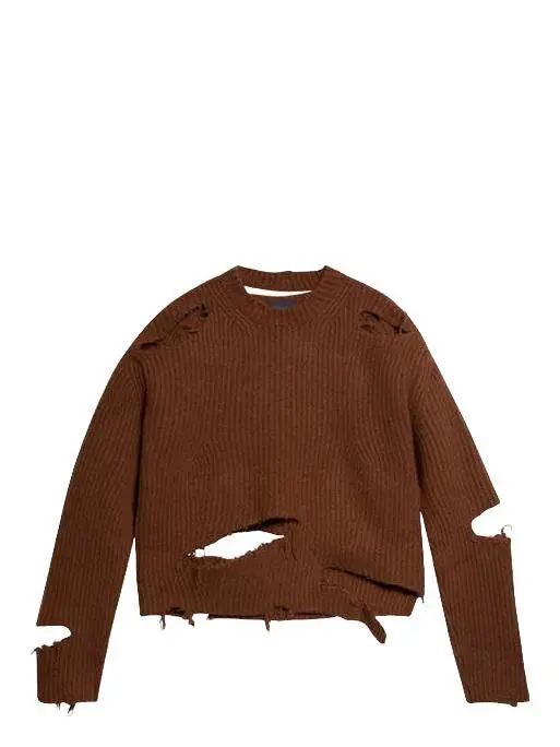 HAIKURE Ozie Destroyed Rib Merino Wool Sweater - Tabac