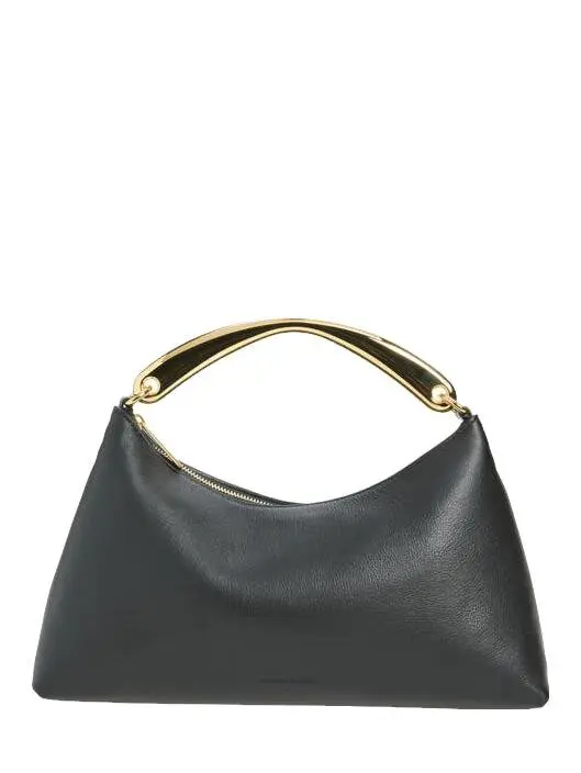 MANSUR GAVRIEL Rhea Metal Handle Leather Handbag - Black