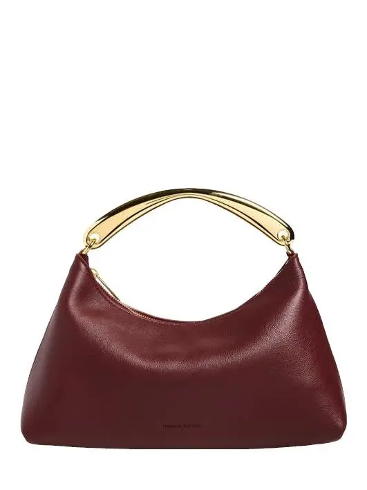 MANSUR GAVRIEL Rhea Metal Handle Leather Handbag - Claret