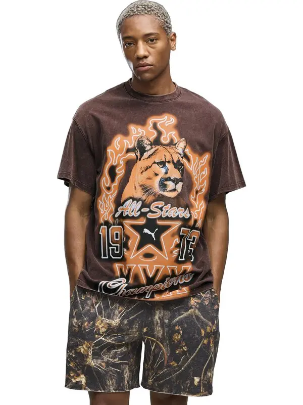 PUMA Dylan Wildcat Oversized Basketball T-shirt - Brown