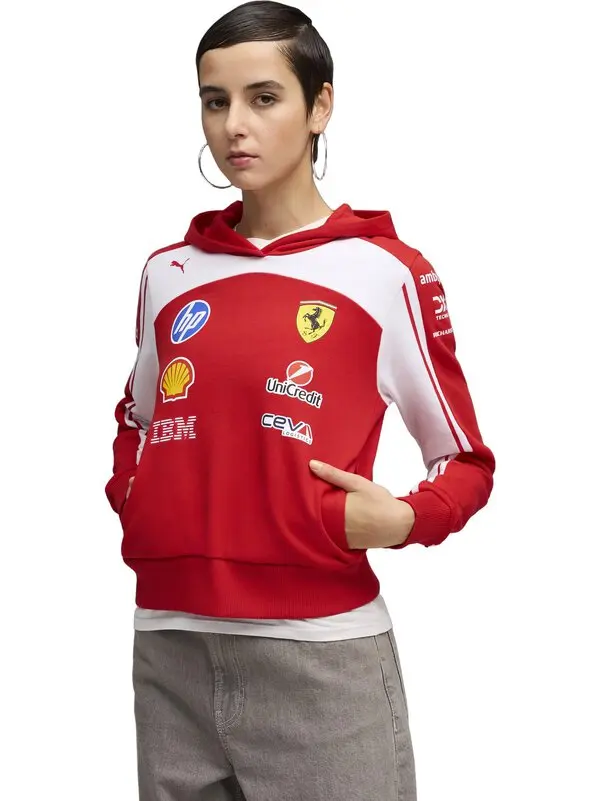 PUMA Scuderia Ferrari Cropped Replica Hoodie - Red