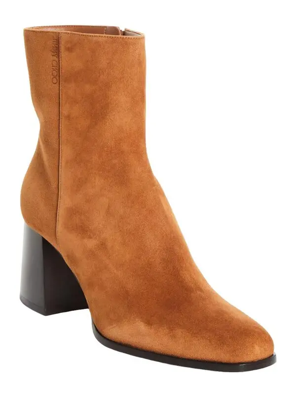 JIMMY CHOO Linne Block Heel Bootie - Tan
