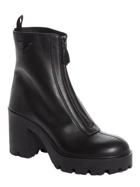 Prada Lug Sole Zip Ankle Boots - Nero